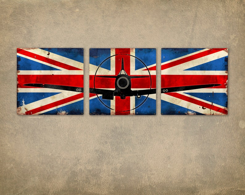Spitfire Union Jack METAL Triptych 54x18 FREE Shipping | Etsy