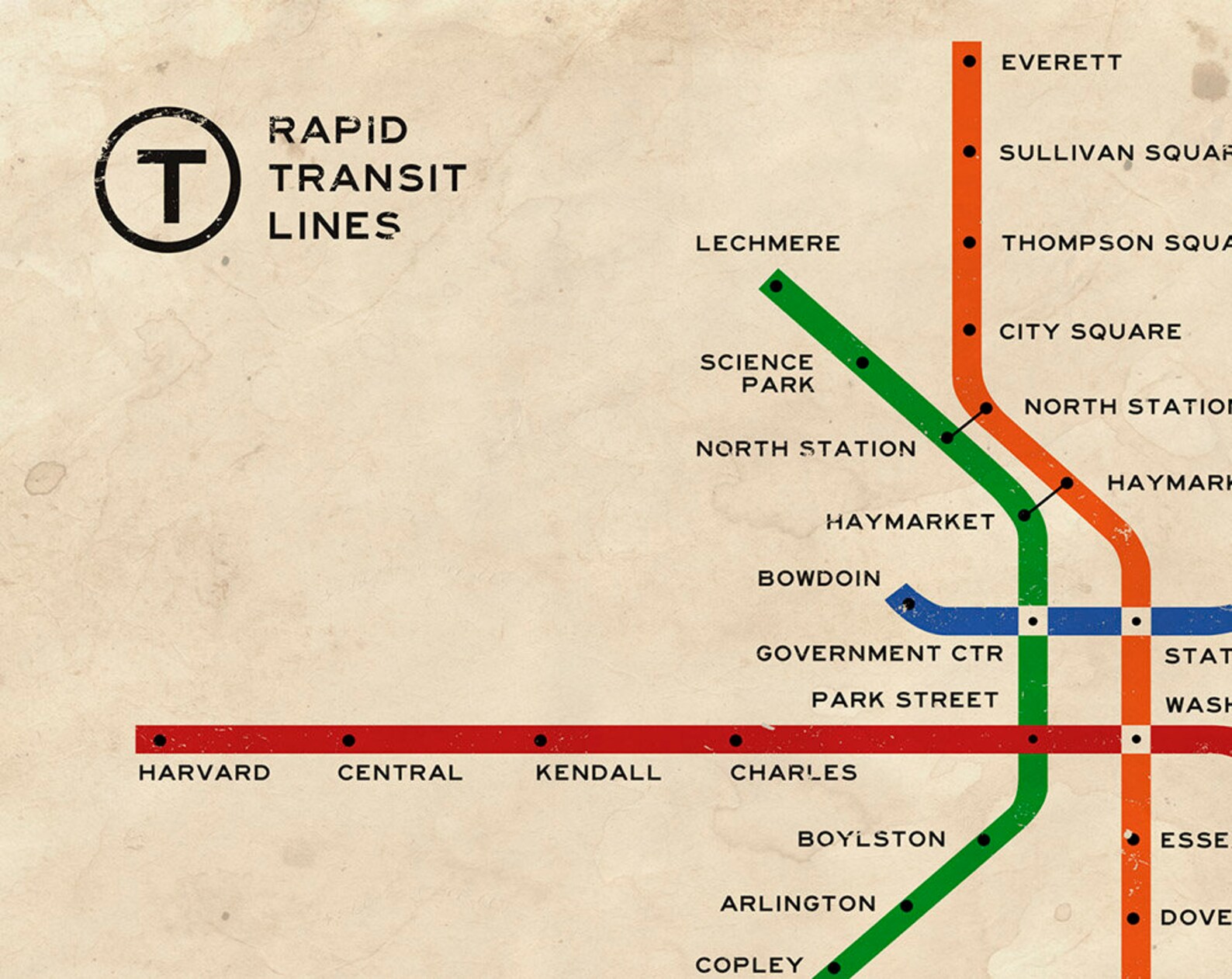 Boston Subway METAL Map FREE SHIPPING - Etsy