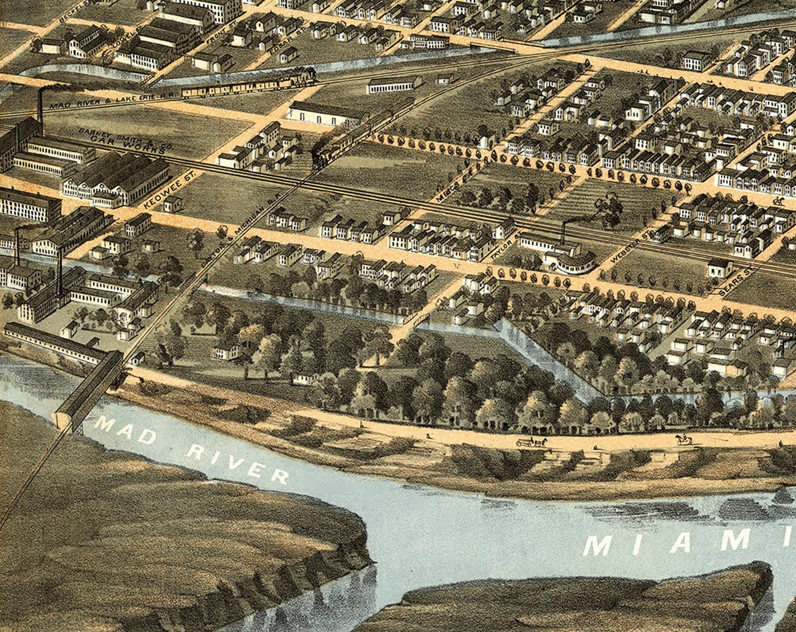 Vintage Dayton Ohio METAL Map Triptych 36x24 FREE SHIPPING | Etsy