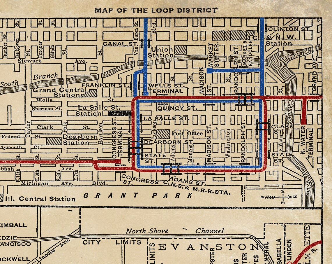 Chicago Elevated Train METAL Map Triptych FREE SHIPPING | Etsy