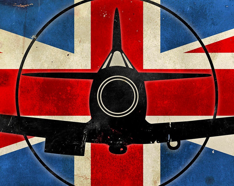 Spitfire Union Jack METAL Triptych 54x18" FREE Shipping - Etsy