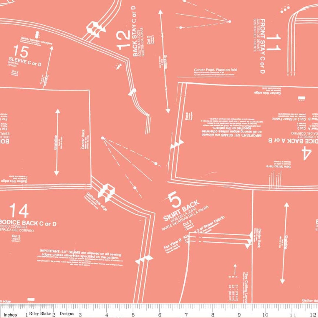 Sew Charmingpatterns in Coral by Bo Bunny for Riley Blake Designs - Etsy