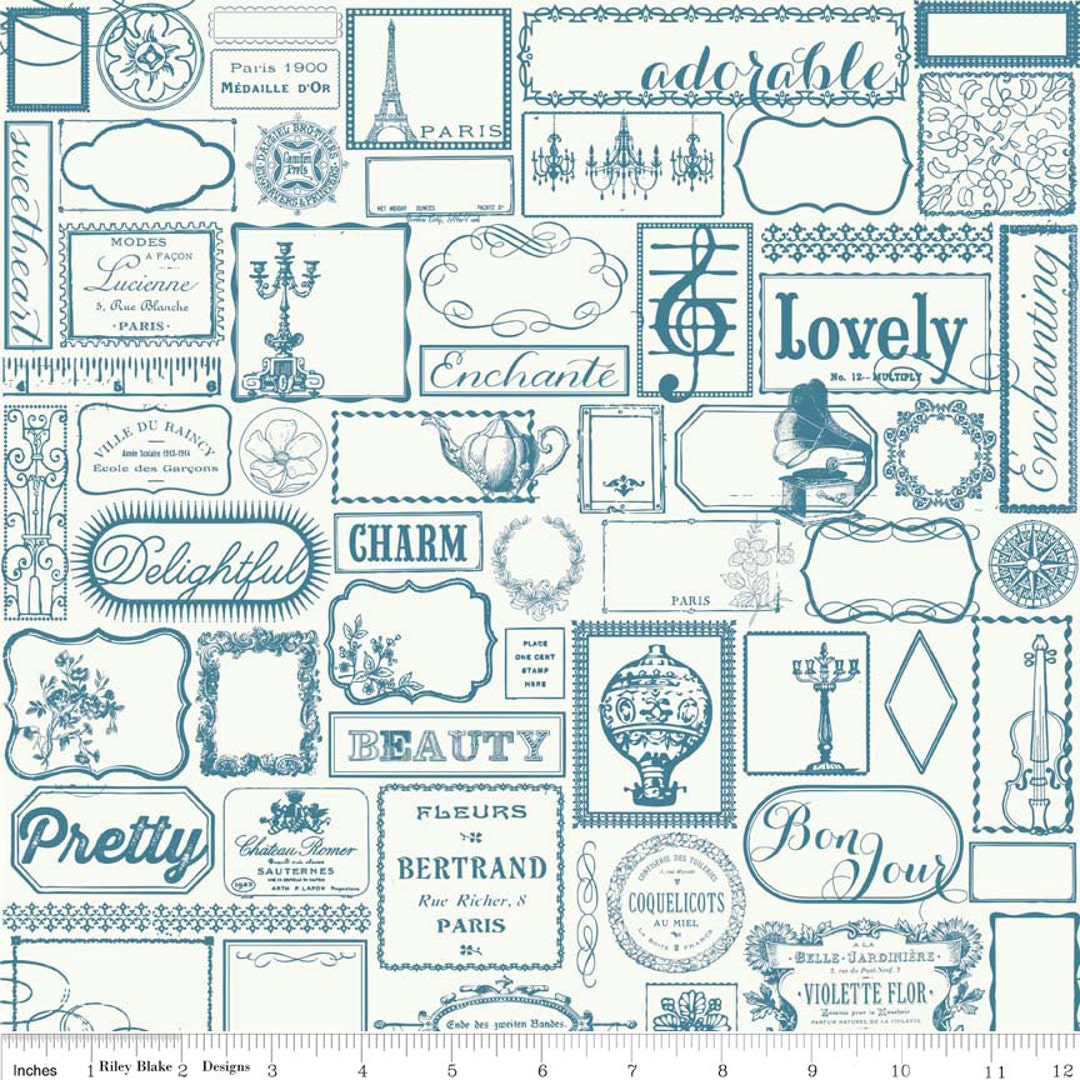Label in Aqua From Lost and Found 2 by My Mind's Eye for Riley Blake - Etsy