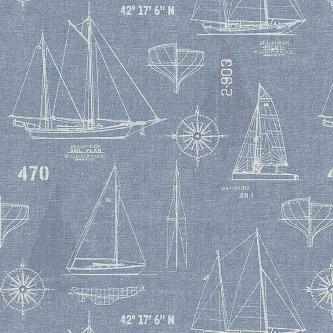 Sail Plan in Indigo by Michael Miller Fabrics - Etsy