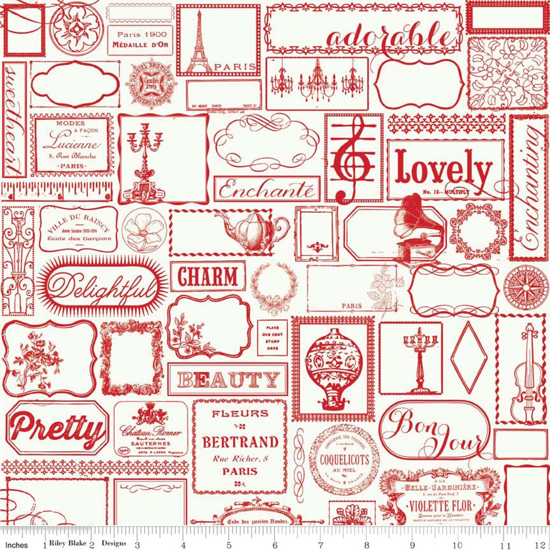 Label in Red From Lost and Found 2 by My Mind's Eye for Riley Blake - Etsy