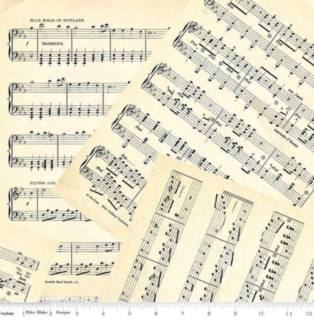 Music Paper in Parchment From Art Journal by J. Wecker Frisch for Riley ...