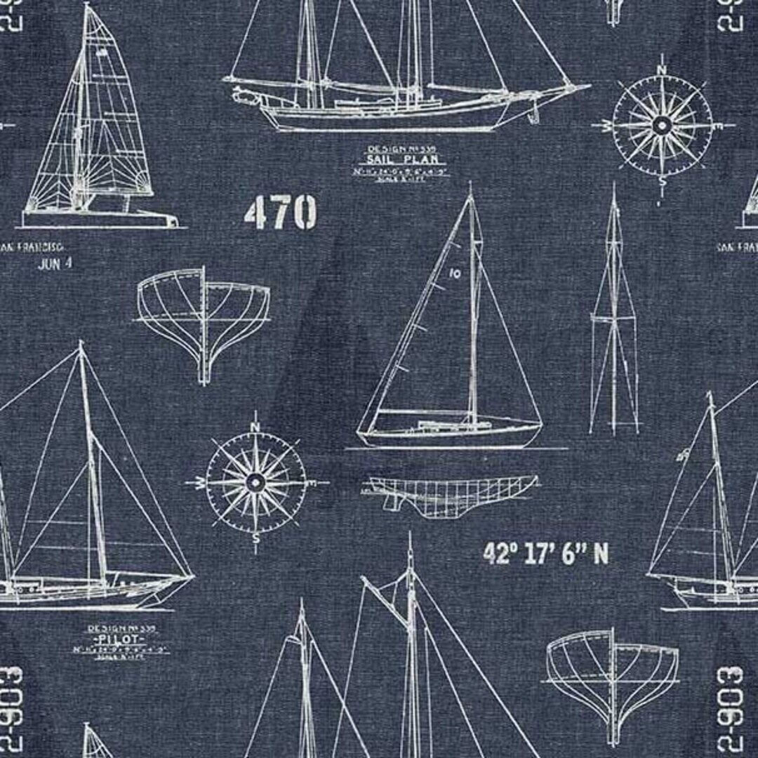 Sail Plan in Navy by Michael Miller Fabrics - Etsy
