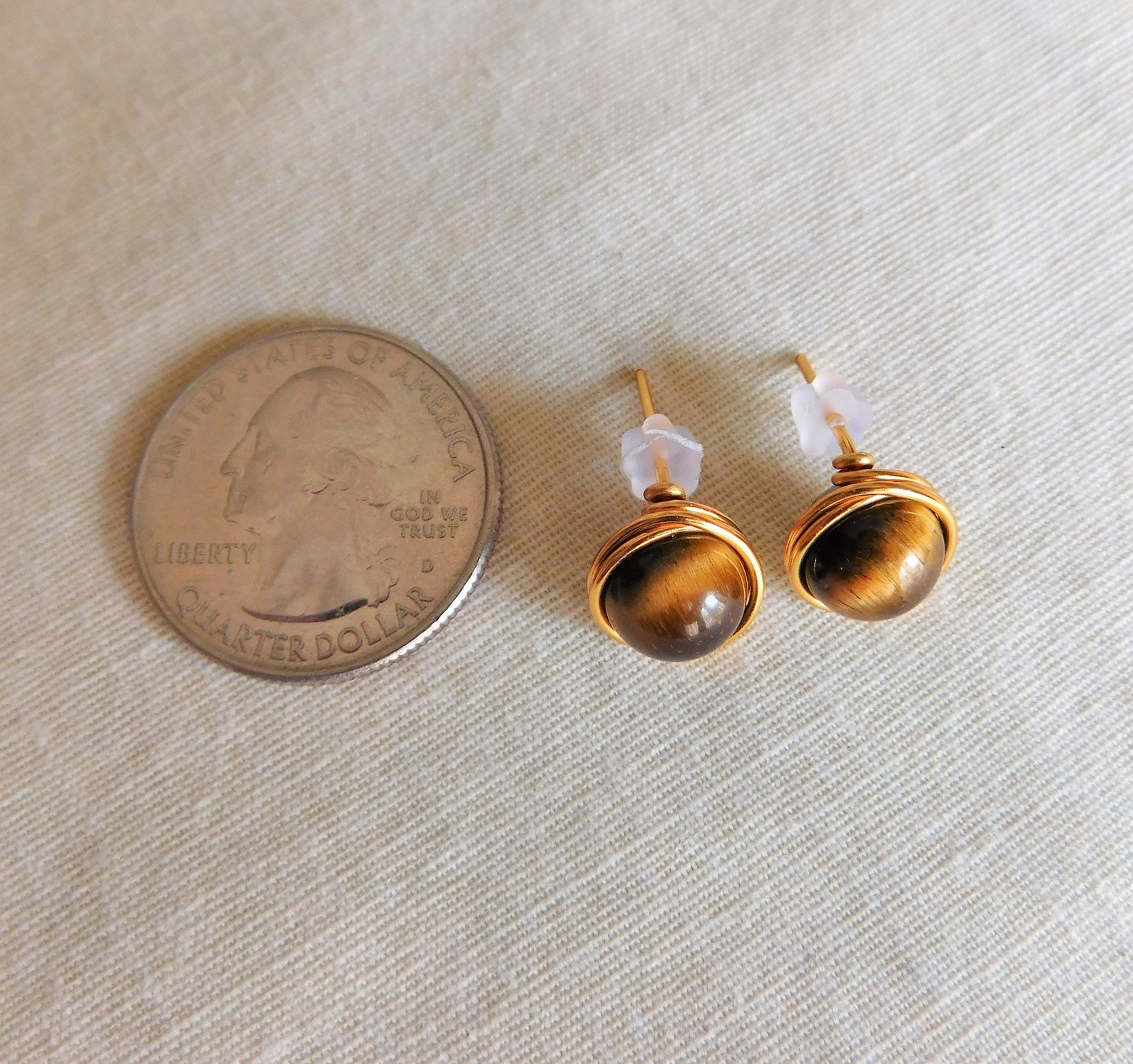 Tiger's Eye Stud Earrings Brown Crystal Earrings - Etsy