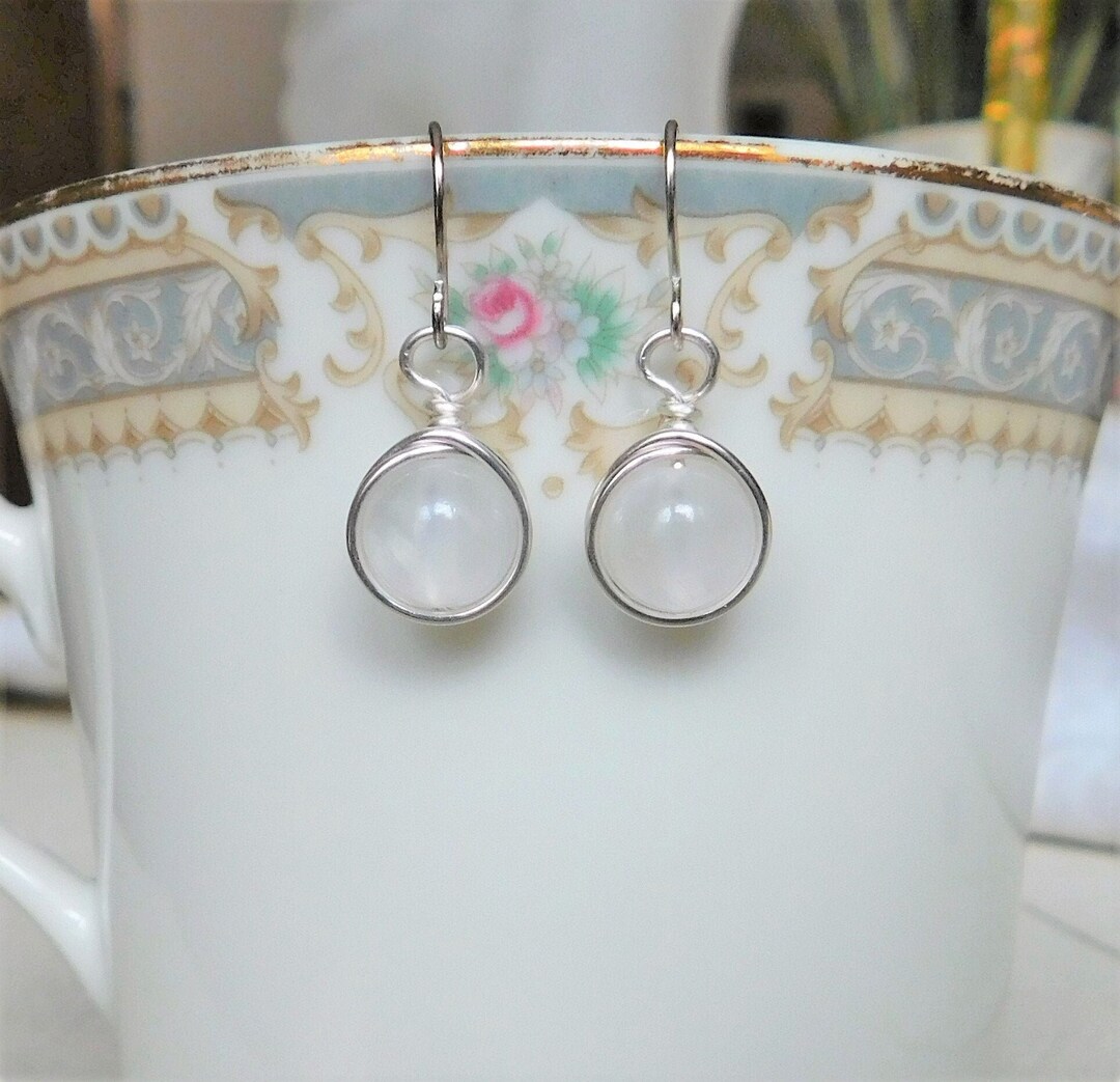 Selenite Drop Earrings , White Crystal Earrings , White Selenite ...