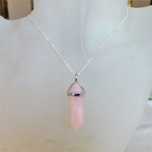 Rose Quartz Spike Necklace , Pink Crystal Point Necklace , Rose Quartz ...