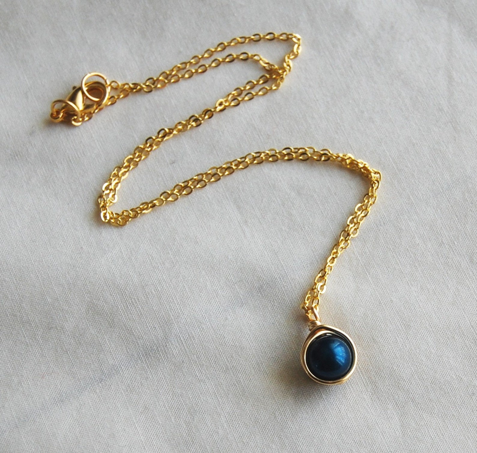 Light Navy Blue Necklace Bridesmaid Necklace Navy Pearl | Etsy