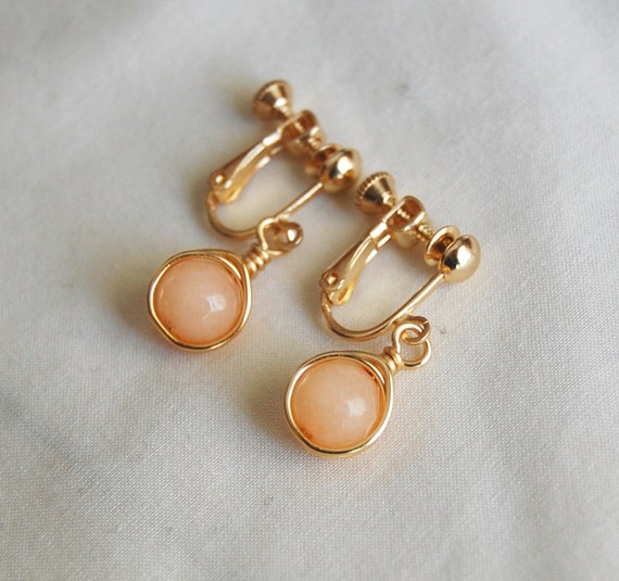 Peach Clip on Earrings Peach Screw Back Earrings Peach - Etsy