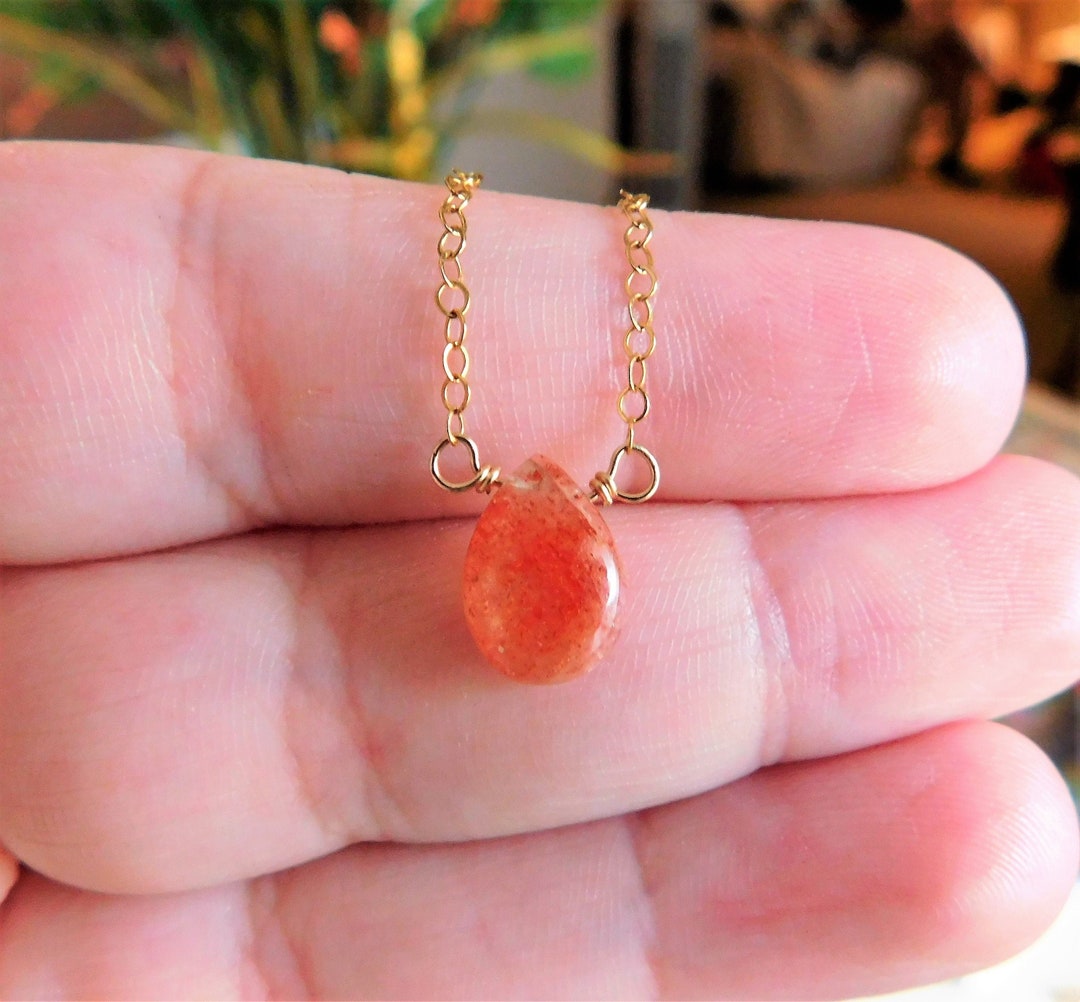 Dainty Sunstone Necklace , Sunstone Choker , Gold Filled Sunstone - Etsy