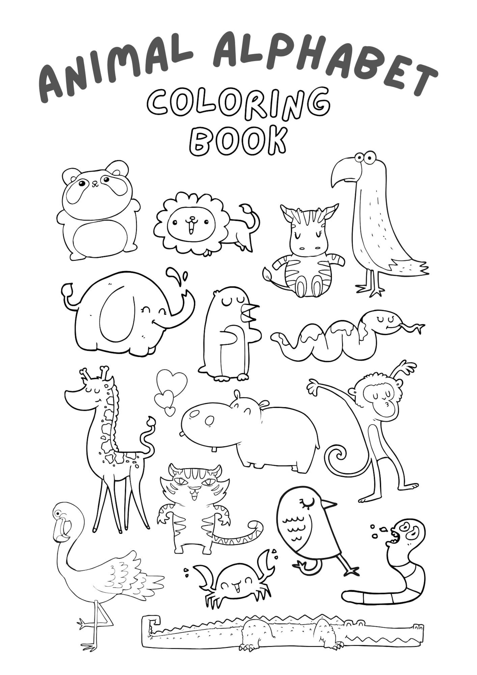Alphabet Animal Coloring Book Pages Printable Educational Coloring Fun ...