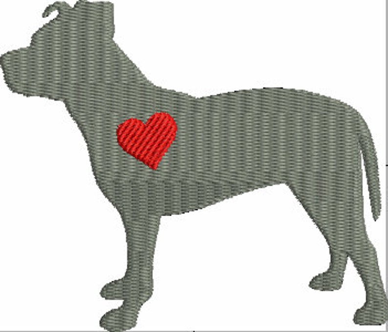 Pitbull With Heart Machine Embroidery Design Dog Puppy Pit Pittie - Etsy UK