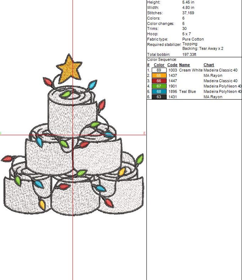 Toilet Paper Christmas Tree Toilet Tissue Machine Embroidery Design ...