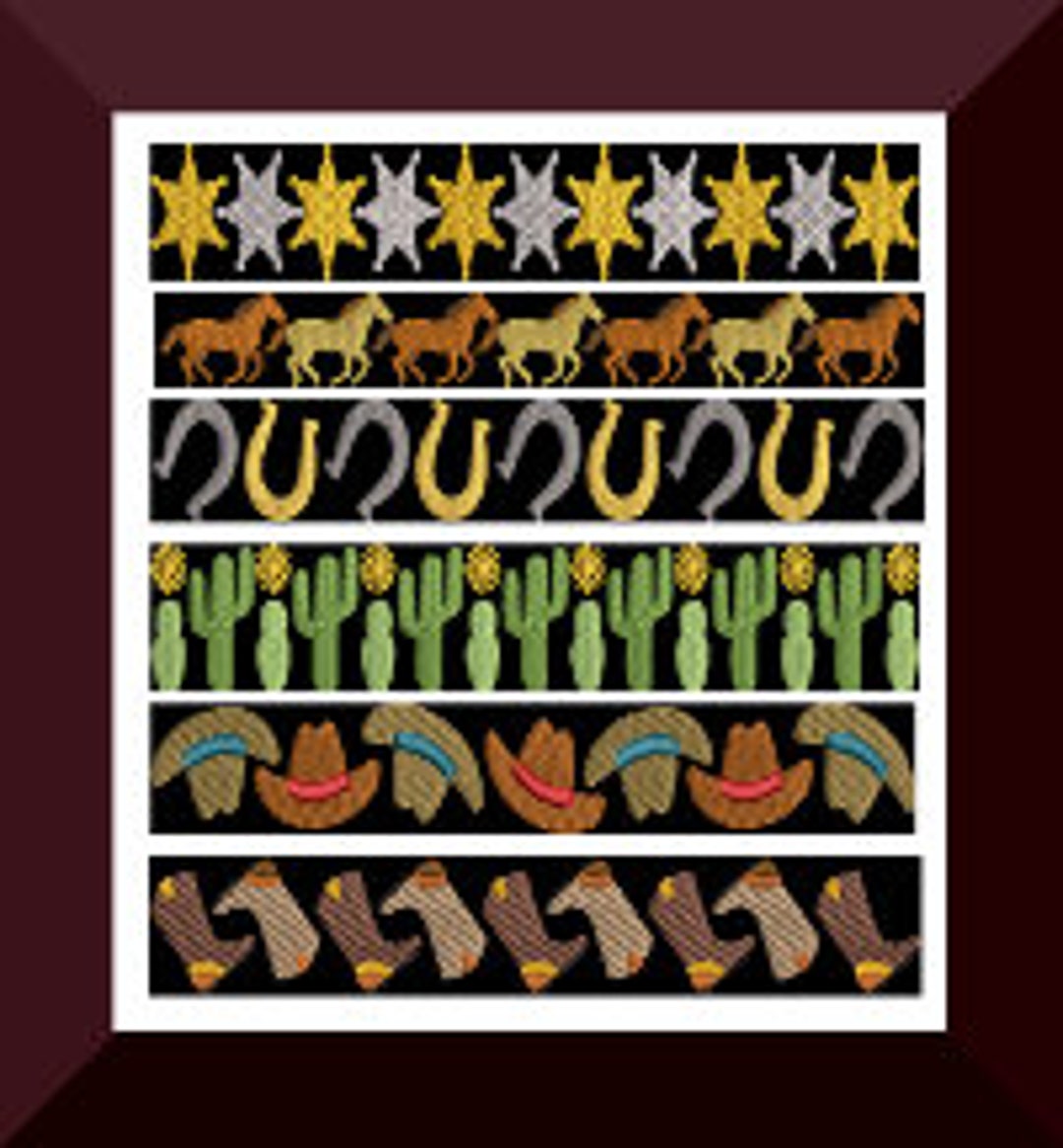 Cowboy Cowgirl Border Set Design Set Digitized Machine Embroidery ...