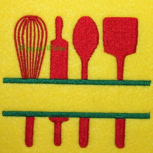 Kitchen Utensils Split Design Digitized Machine Embroidery Cooking ...