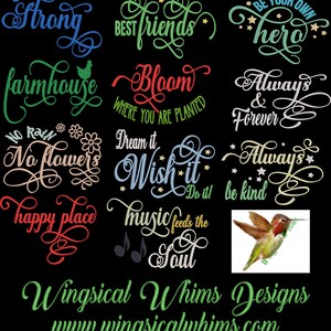 Inspirational Set of 11 Embroidery Designs Word Art Machine Embroidery ...