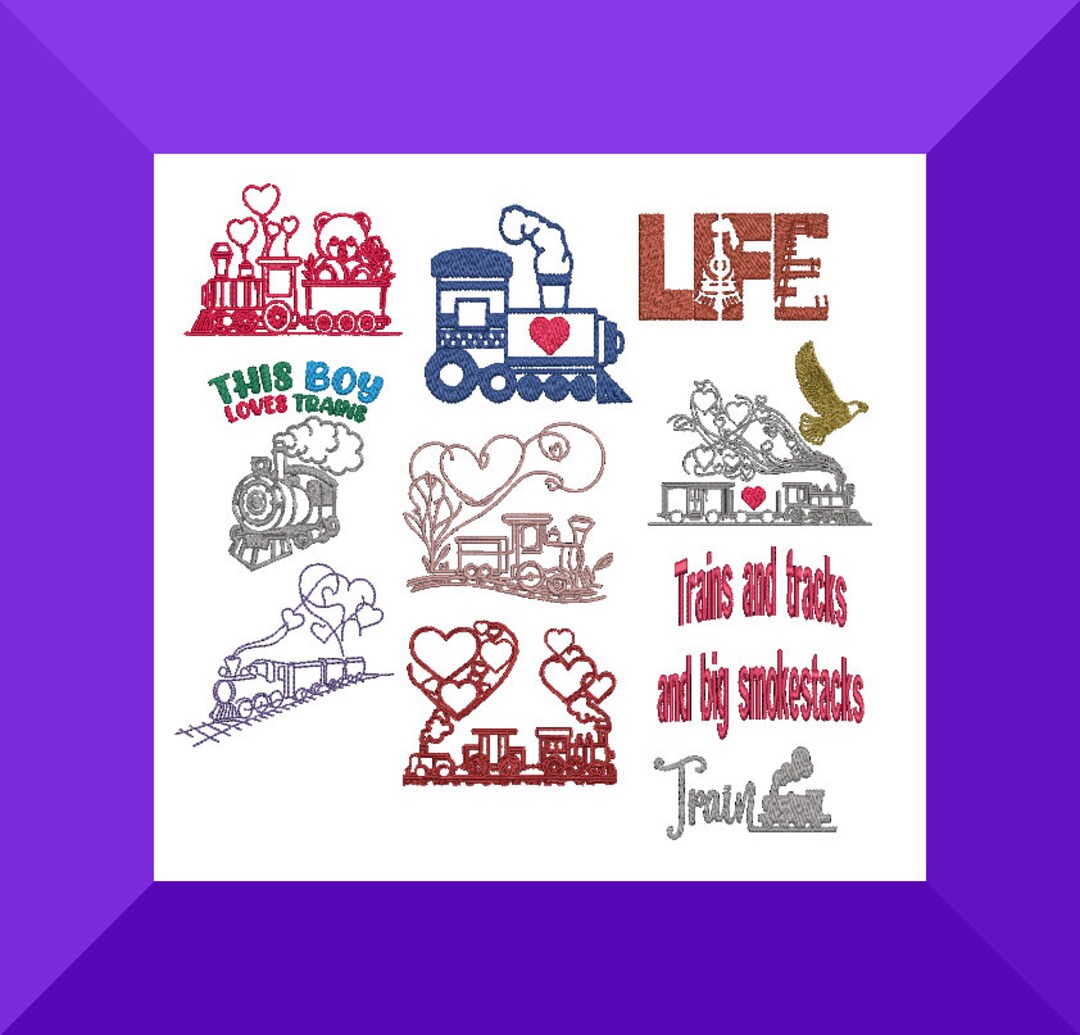 Set of Trains Machine Embroidery Design Digital Download Only - Etsy