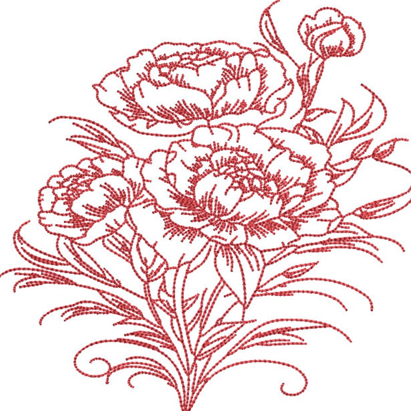 Redwork Flower - Etsy