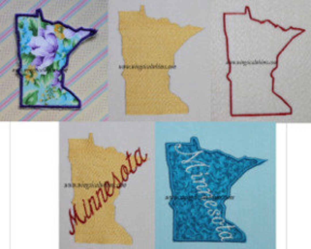 Minnesota Applique, Filled and Outline Set of 5 MN Digitized Machine ...