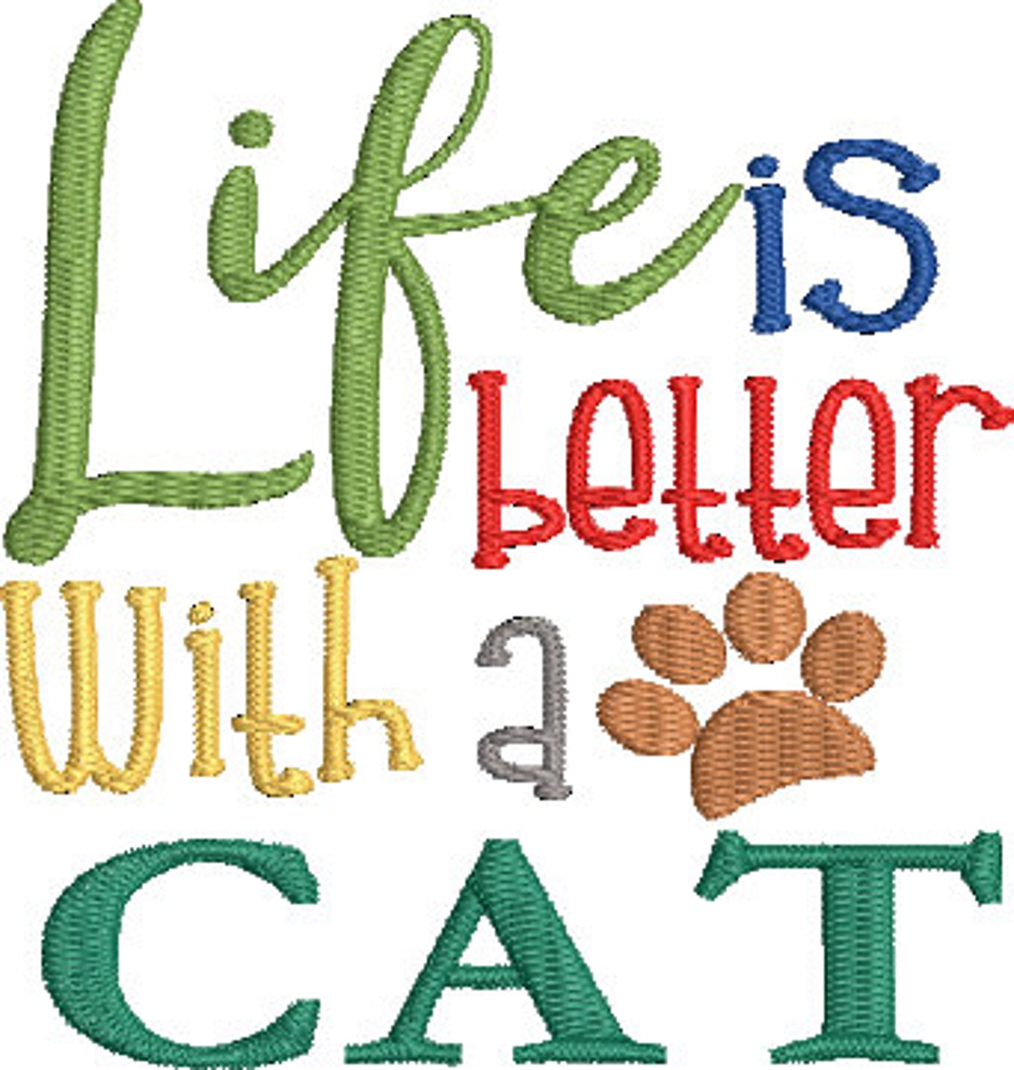 Life is Better With a Cat Designs Machine Embroidery Design | Etsy