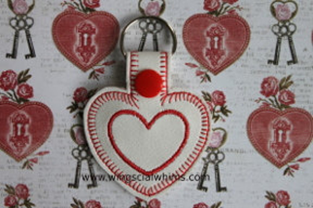Heart Key Chain Key Fob Machine Embroidery File ONLY With Instructions ...