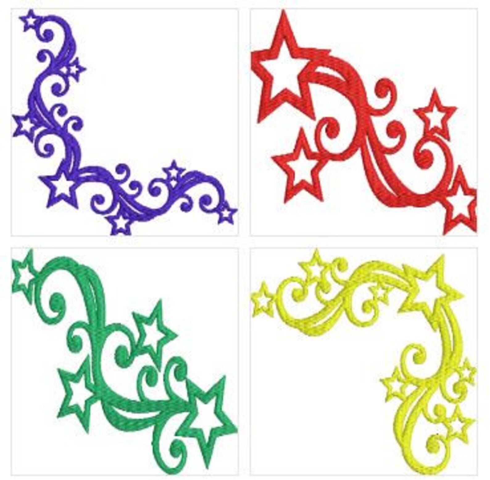 Star Flourishes Set of 4 Machine Embroidery Design - Etsy