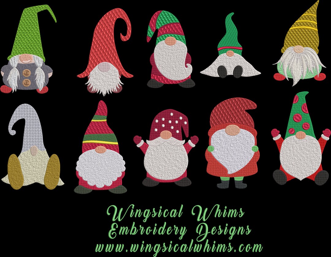 Gnomes Machine Embroidery Design Digital Download Only Set of 10 - Etsy