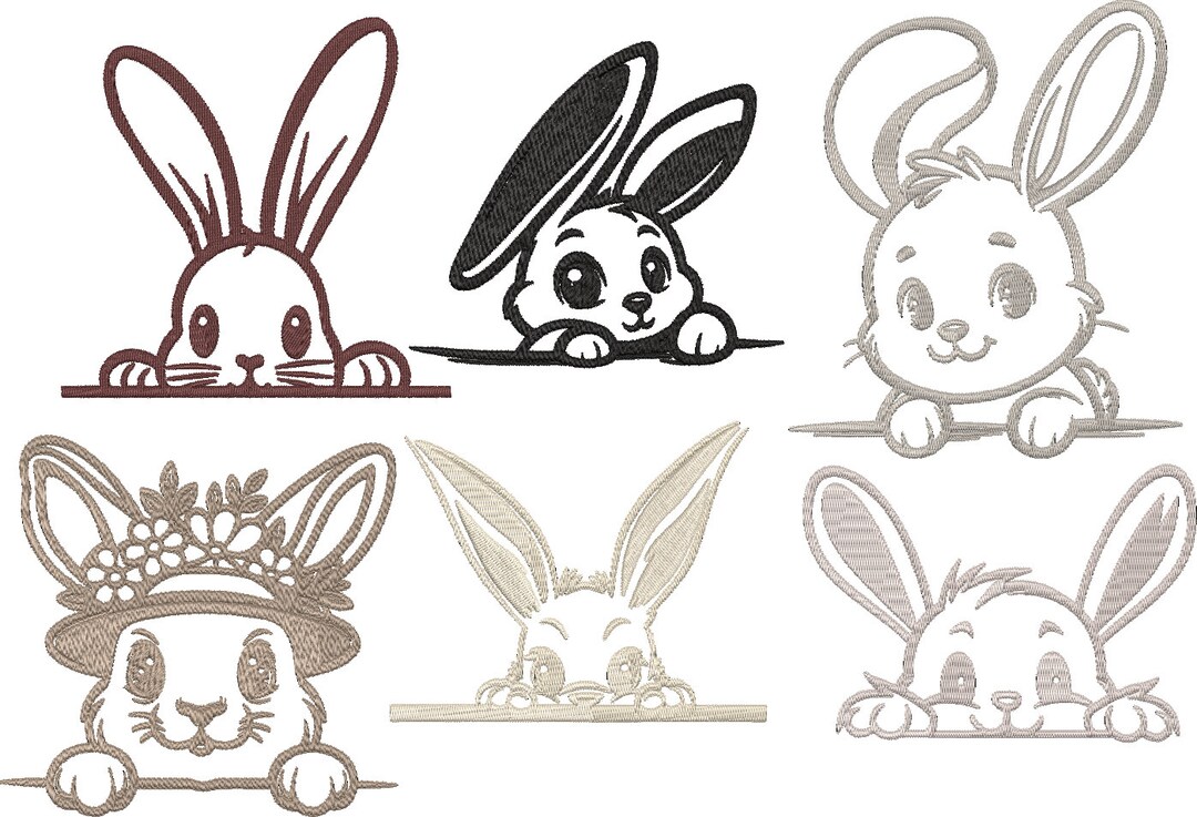 Peek a Boo Bunny Set Rabbit Peekers Machine Embroidery Design Digital ...