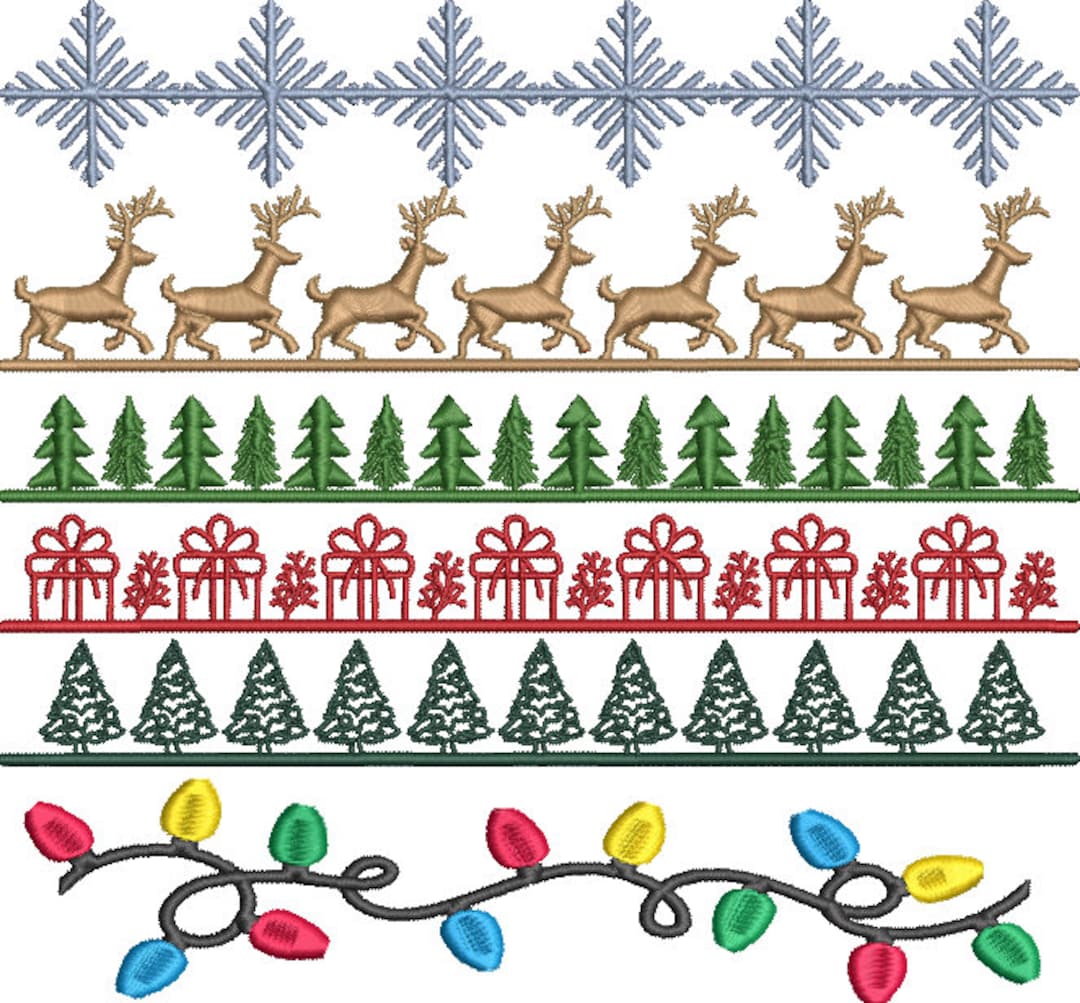 Christmas Border Set Machine Embroidery Design Digital Download Only ...