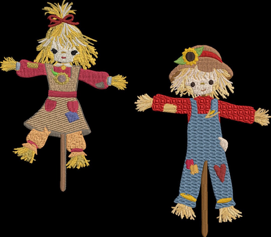 Boy and Girl Scarecrow Machine Embroidery Design Digital Download Only ...