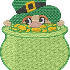 Leprechaun Pot of Gold Machine Embroidery Design St Patrick's Day ...