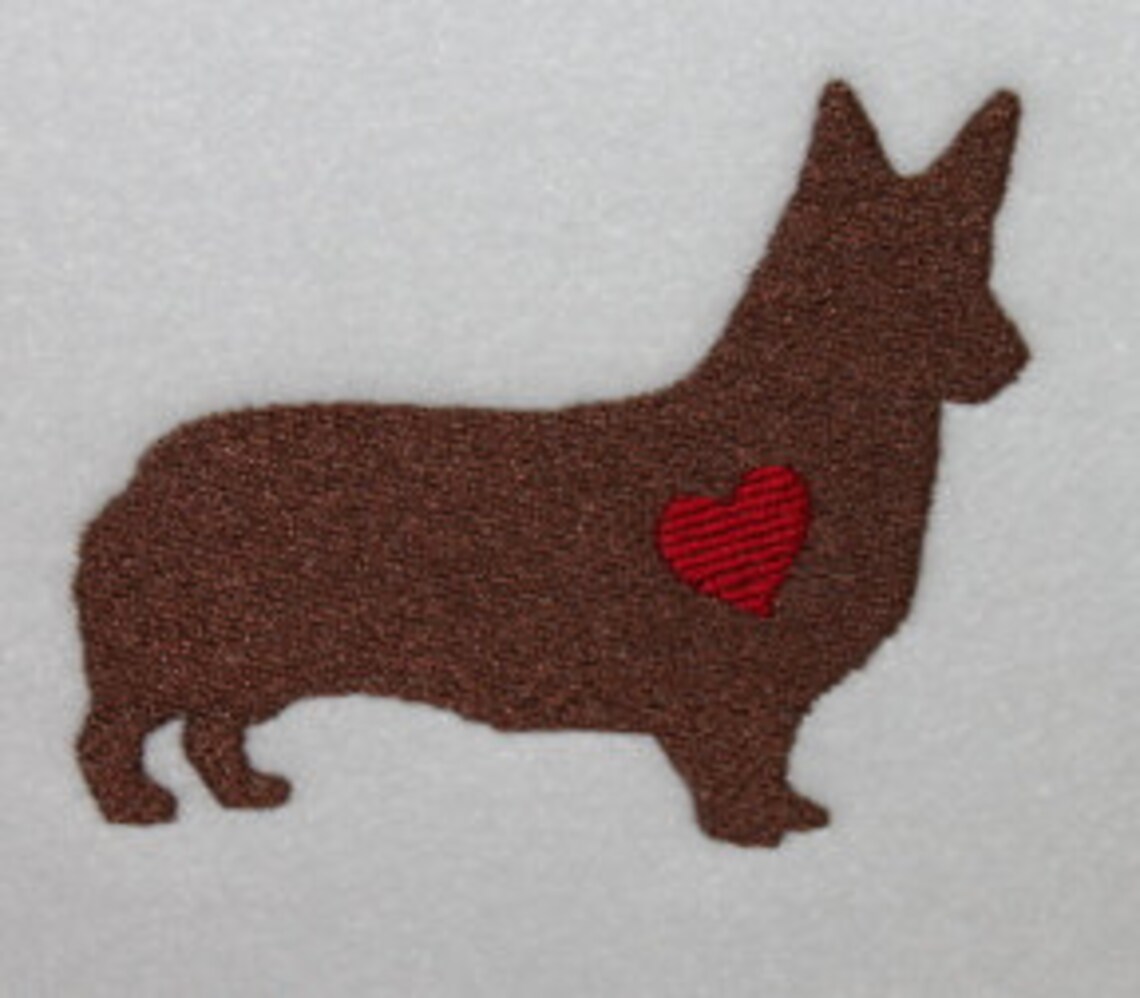 Corgi With Heart Machine Embroidery Design Dog Puppy - Etsy