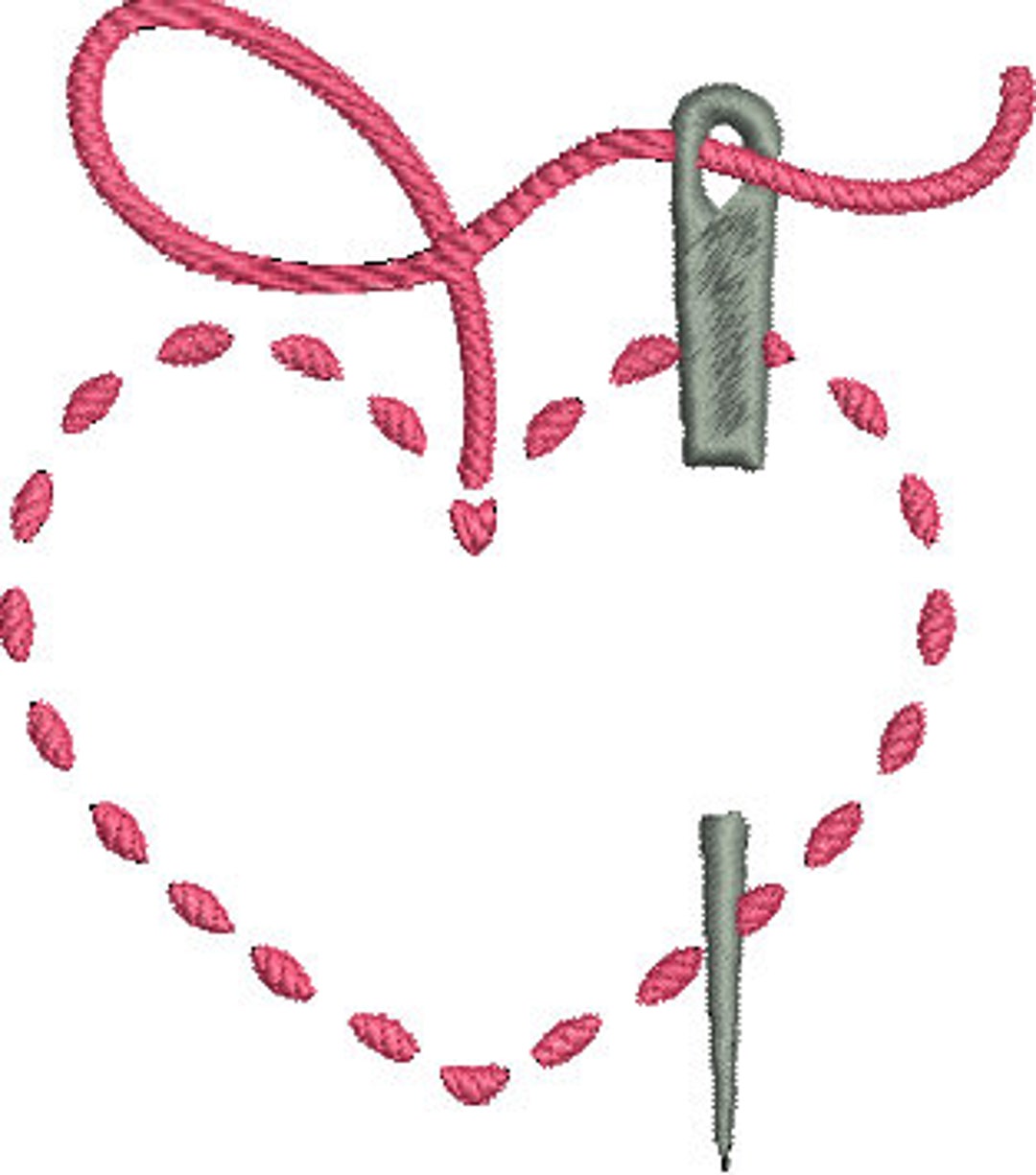 Heart With Needle Monogram Digitized Machine Embroidery Design Sewing ...