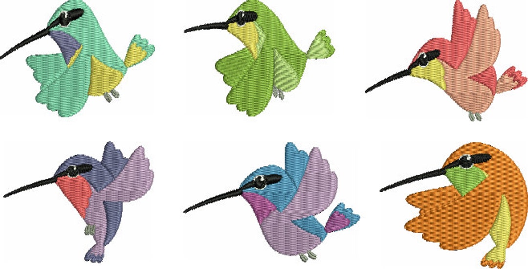 Hummingbird Set of 6 Digitized Machine Embroidery Design Hummer Hum ...
