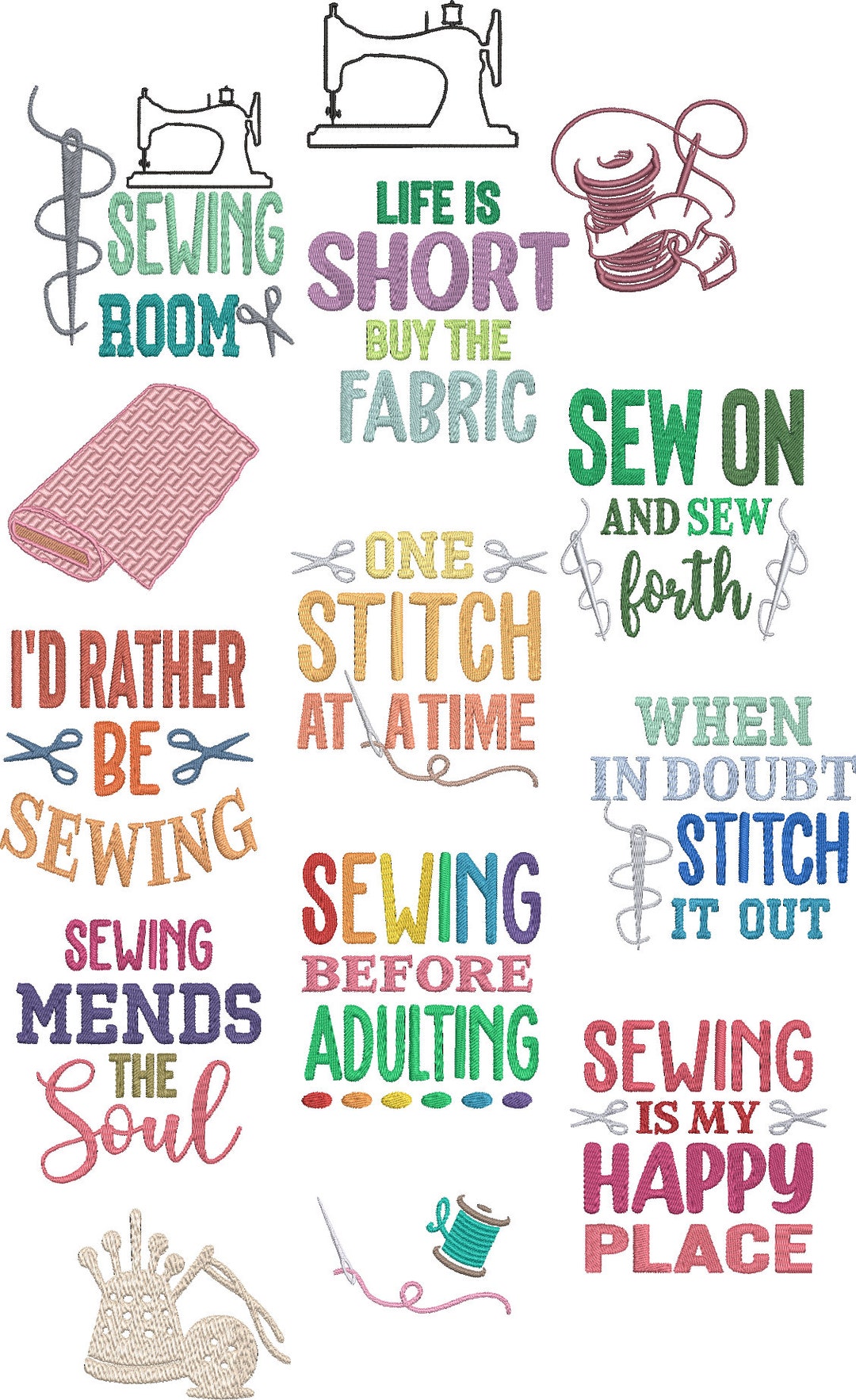 Sewing Set Machine Embroidery Design Word Art Quilting Digital Download ...