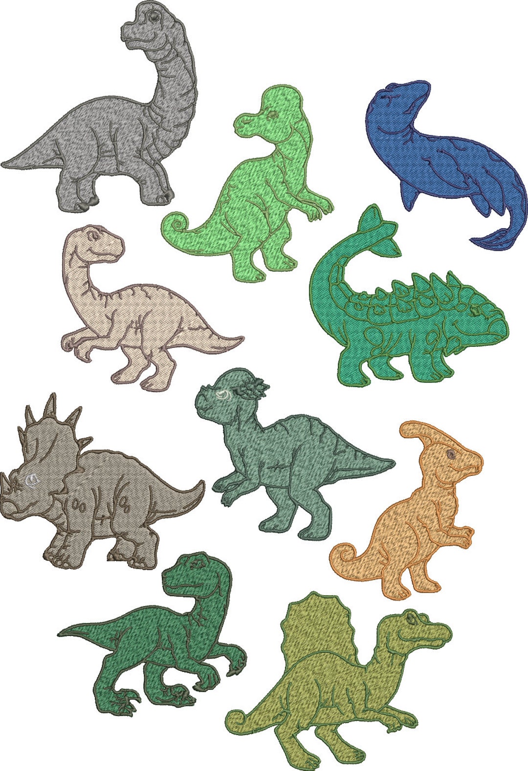 Dinosaur Set of 10 Machine Embroidery Designs - Etsy