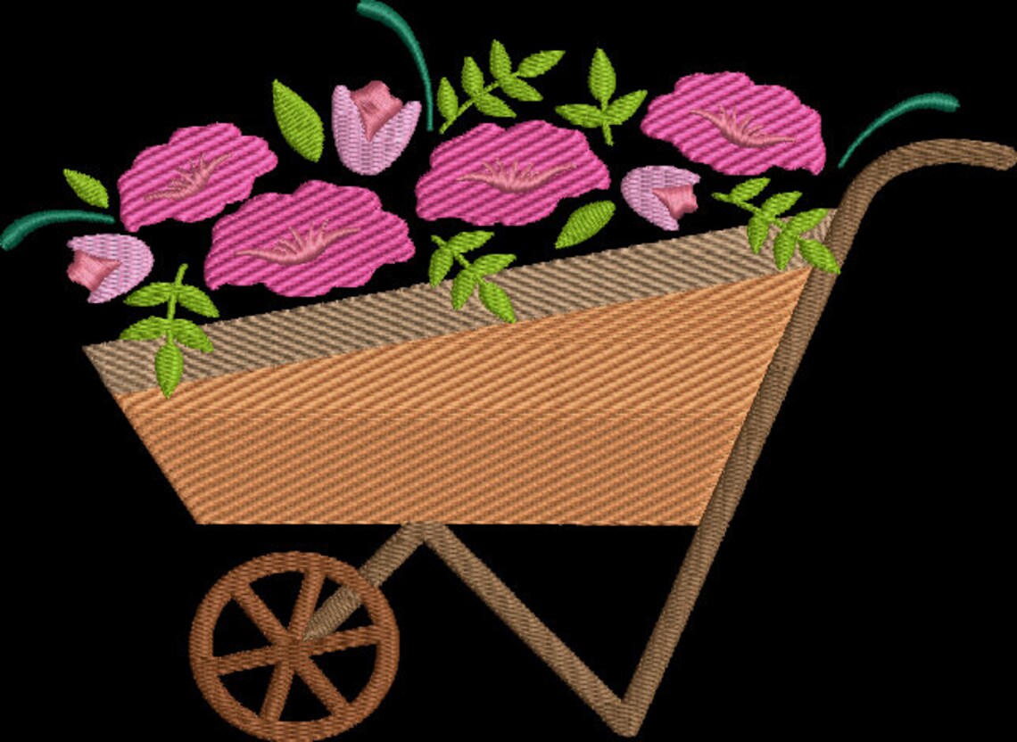 Flowers and Carts Set Digitized Machine Embroidery Design | Etsy