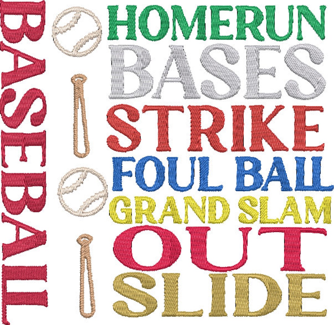 Baseball Word Art Digitized Machine Embroidery Design Season Opener ...