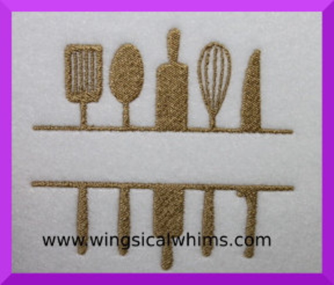 Kitchen Utensils Split Design Digitized Machine Embroidery | Etsy