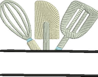 Kitchen Utensils Split Design Digitized Machine Embroidery | Etsy