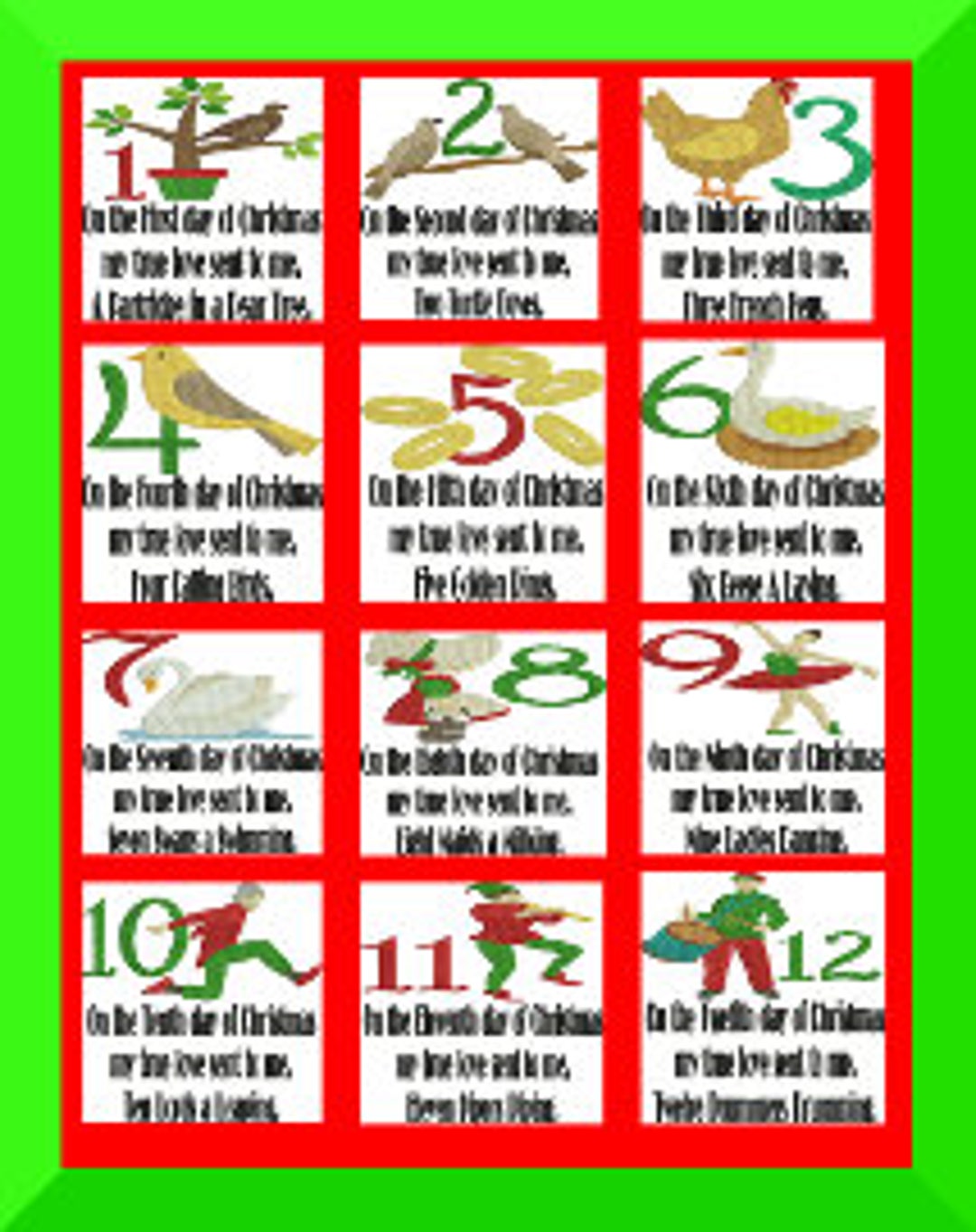 12 Days of Christmas Set Machine Embroidery Design Christmas - Etsy