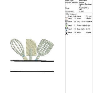 Kitchen Utensil Split Design Digitized Machine Embroidery Kitchen - Etsy