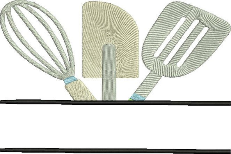 Kitchen Utensil Split Design Digitized Machine Embroidery - Etsy