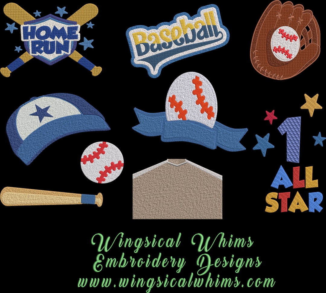 Baseball Design Set Machine Embroidery Design Digital Download Only ...
