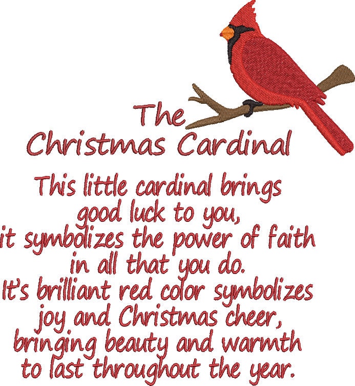 Christmas Cardinal Digitized Machine Embroidery Design Bird Digital ...