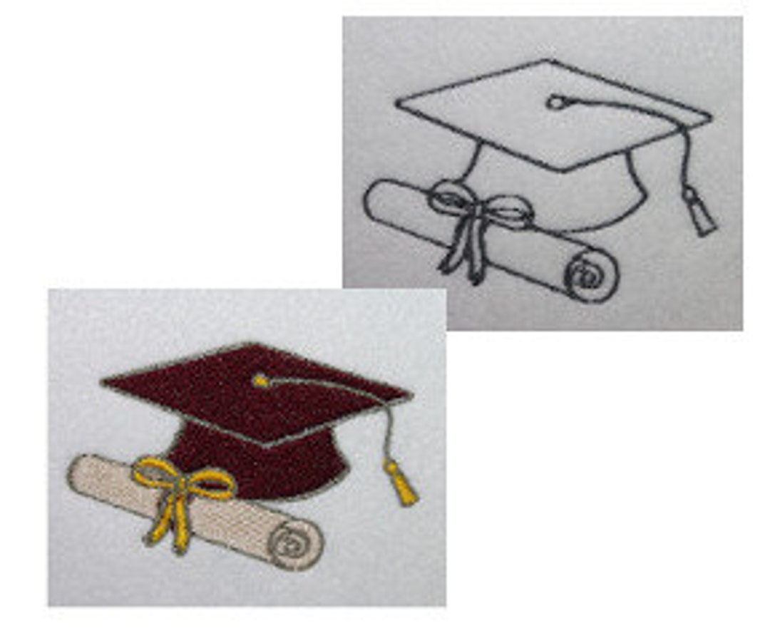 Graduation Cap and Diploma Digitized Machine Embroidery Design School ...