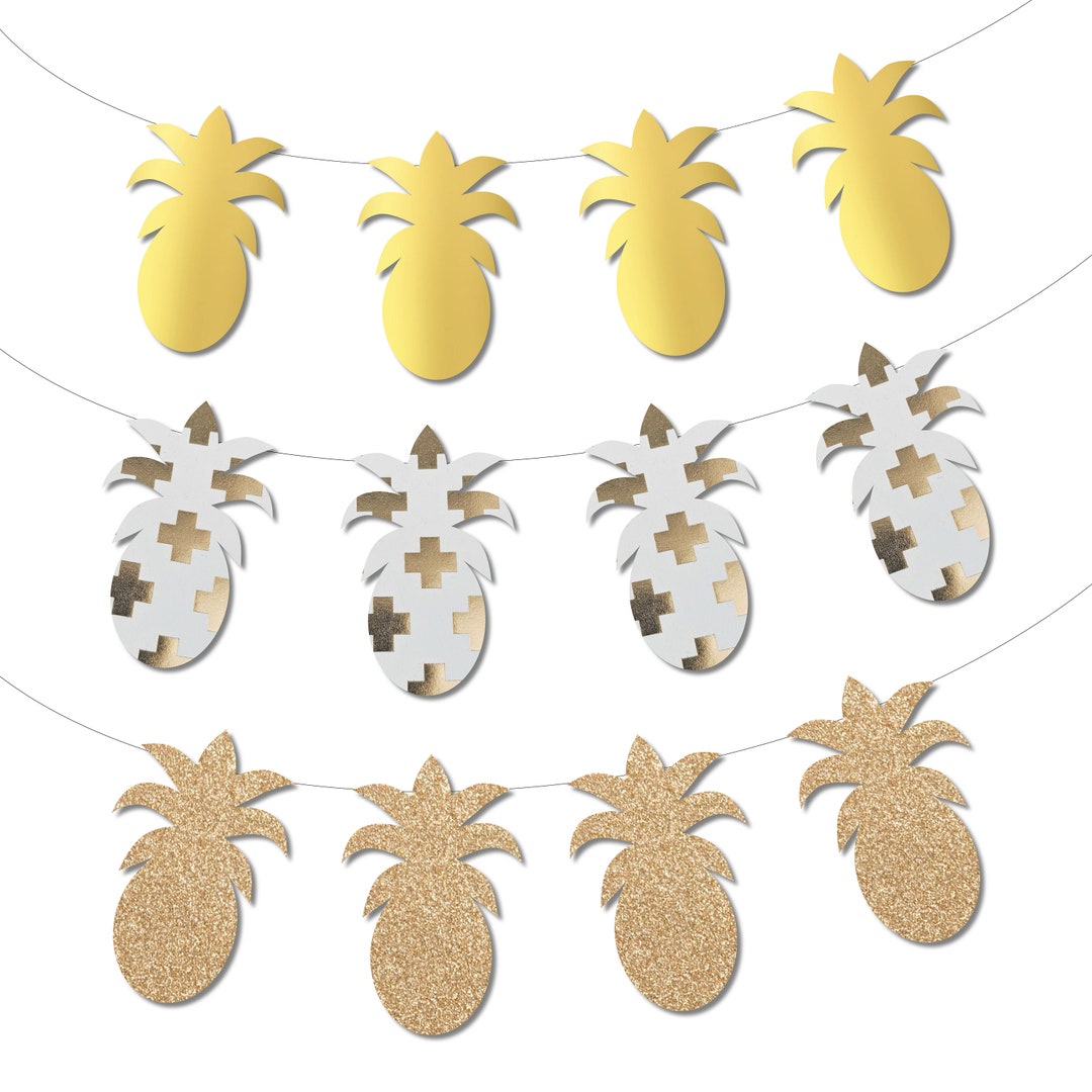 Gold Foil Pineapple Banner Hawaii Party Golden Good Luck - Etsy
